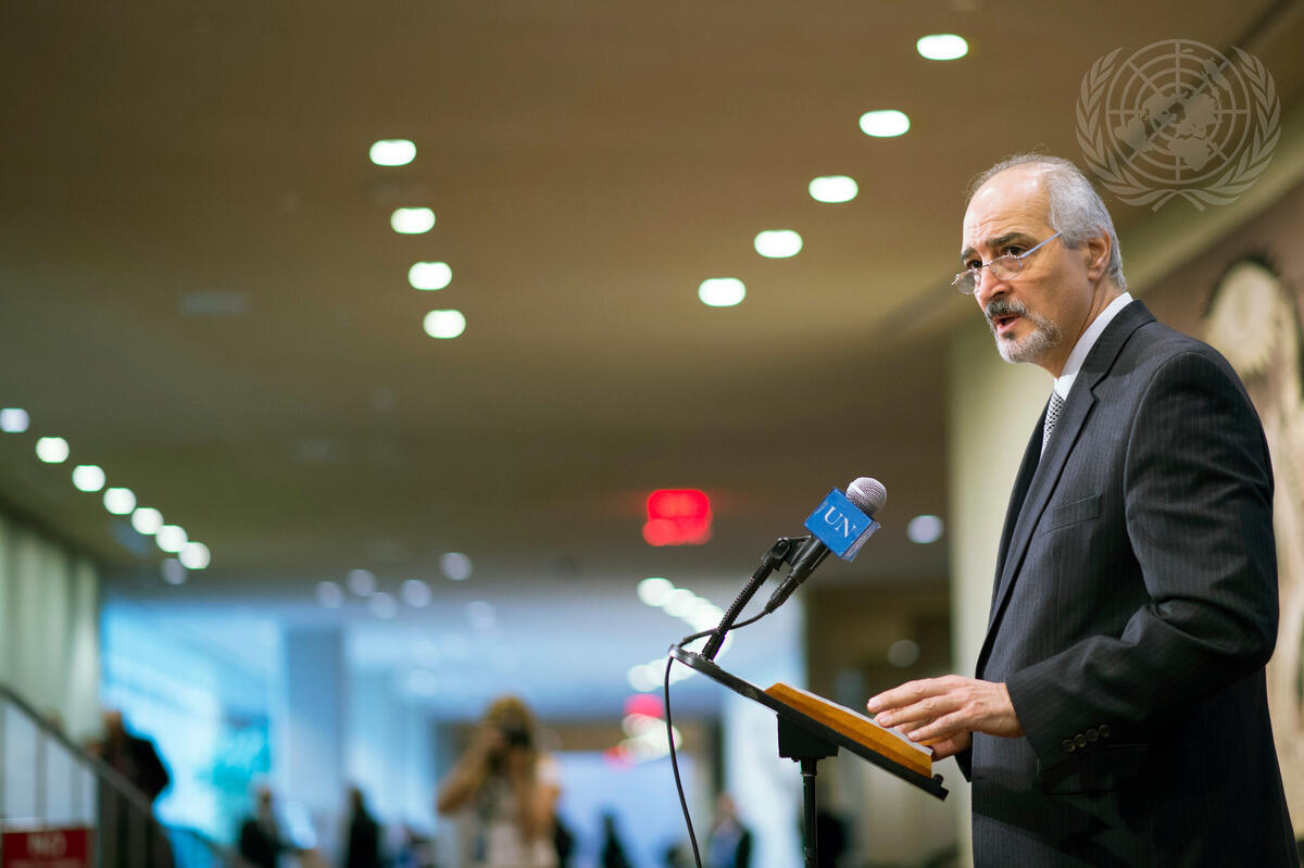 Permanent Representative of Syria Speaks to Press | UN Photo