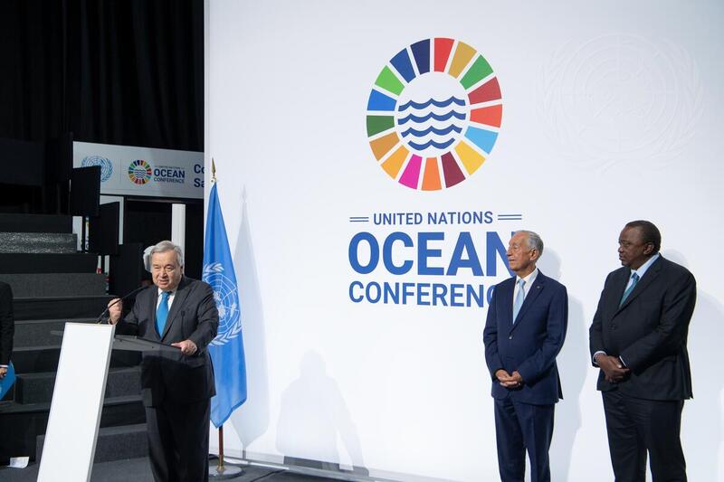 Secretary-General Briefs Reporters on 2022 UN Ocean Conference | UN Photo